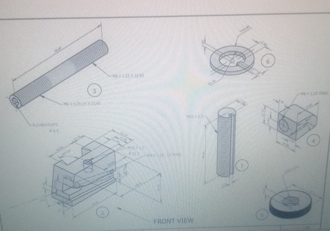 Solved draw an assembly drawing for the parts and give | Chegg.com