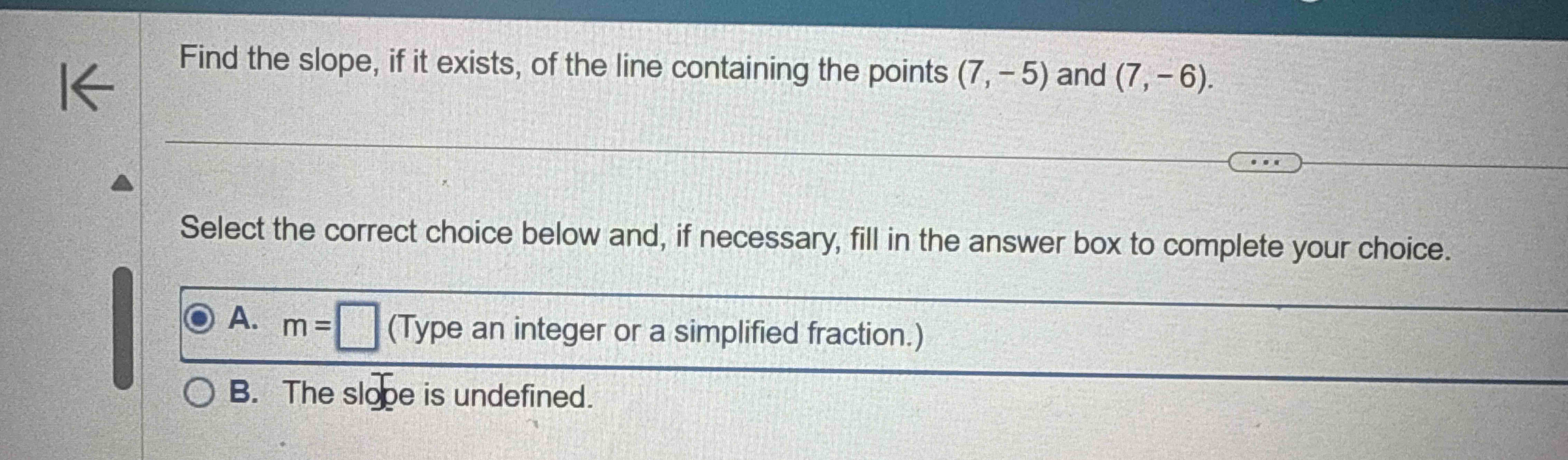 Solved Find the slope, if it exists, of the line containing | Chegg.com