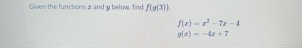 Solved Given the functions x ﻿and y ﻿below, find | Chegg.com