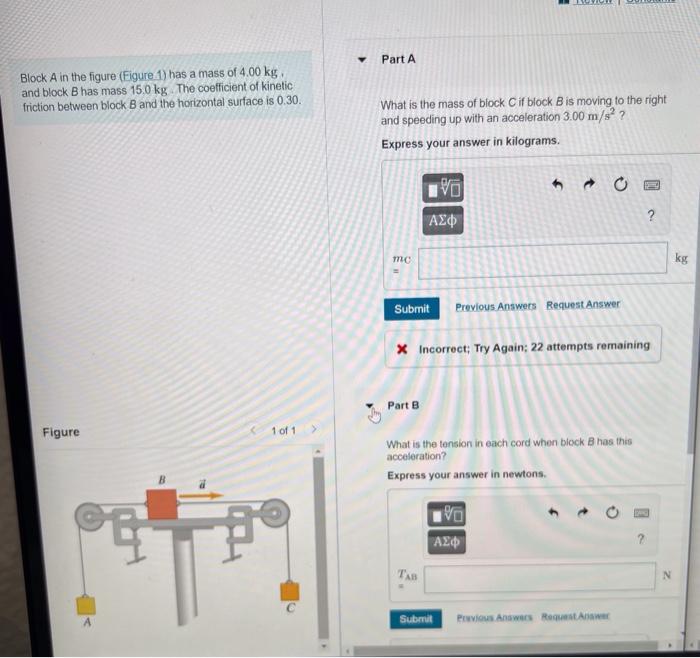 Solved Block A in the figure (Figure 1) has a mass of 4.00 | Chegg.com