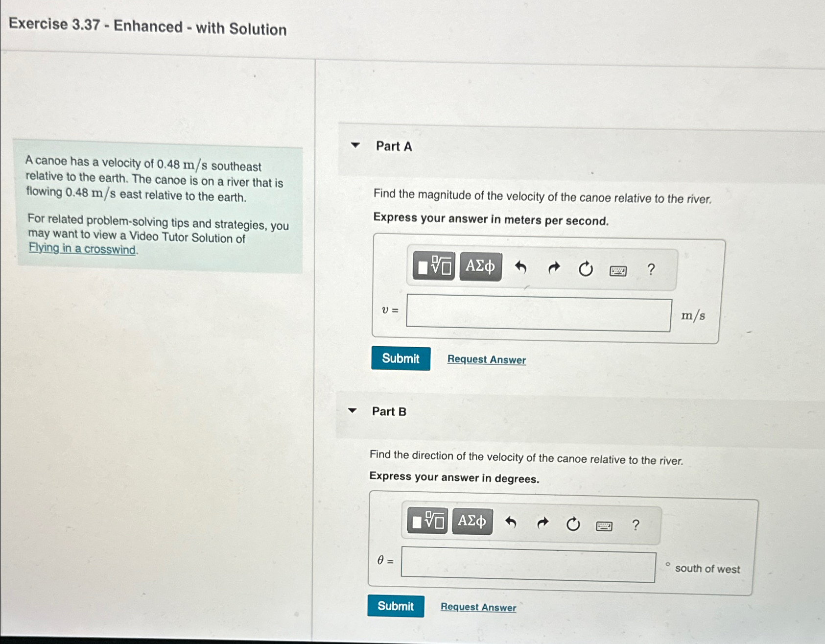 Solved Exercise 3.37 - ﻿Enhanced - ﻿with SolutionA canoe has | Chegg.com