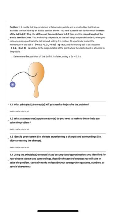Solved Problem 1: A padde tall toy consiats of a fat wocden | Chegg.com