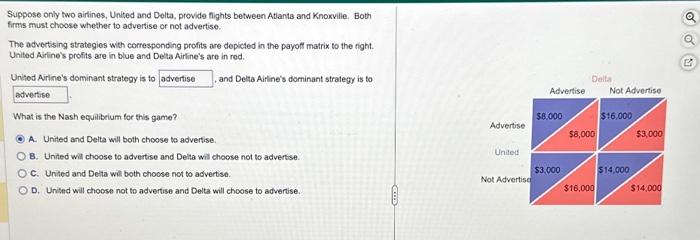 Solved Suppose only two airlines, United and Delta, provide | Chegg.com