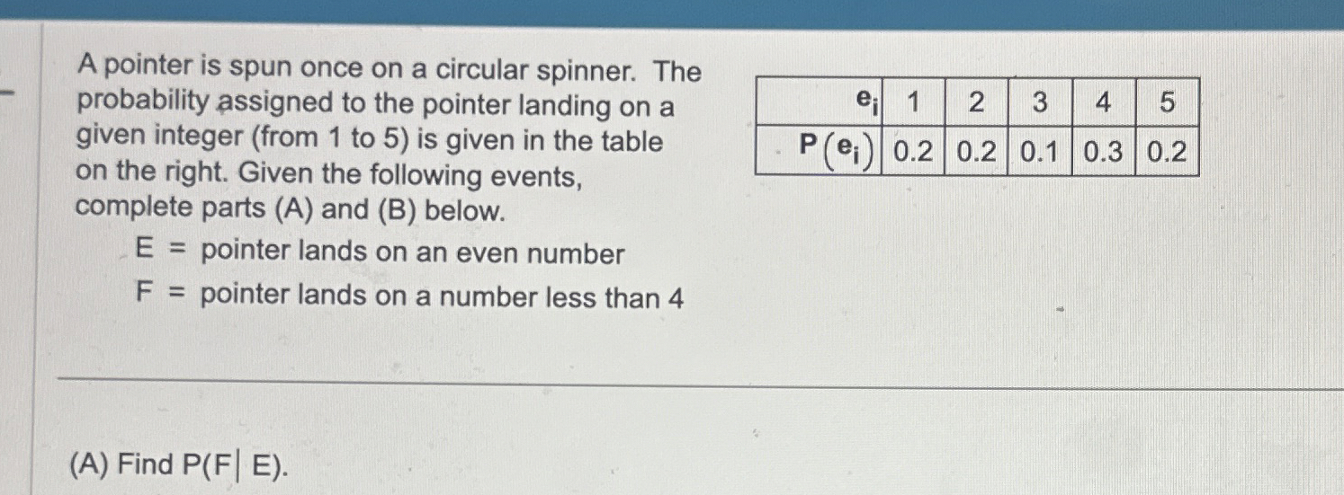 Solved A pointer is spun once on a circular spinner. The | Chegg.com
