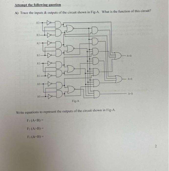 Solved A) Trace the inputs \& outputs of the circuit shown | Chegg.com Solved A) Trace the inputs \& outputs of the circuit shown | Chegg.com