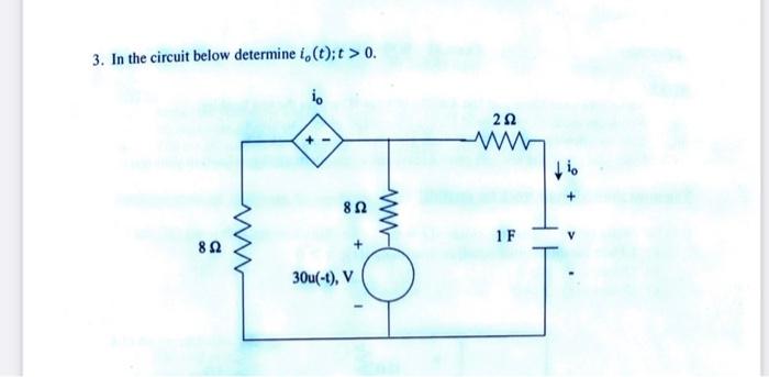 Solved 3. In the circuit below determine io(t);t>0. | Chegg.com