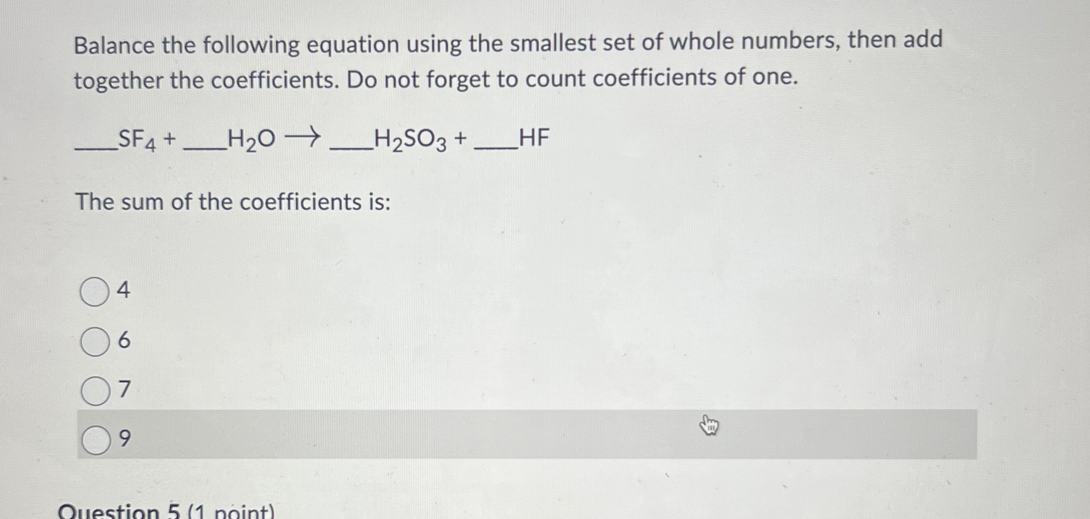 Solved Balance the following equation using the smallest set | Chegg.com