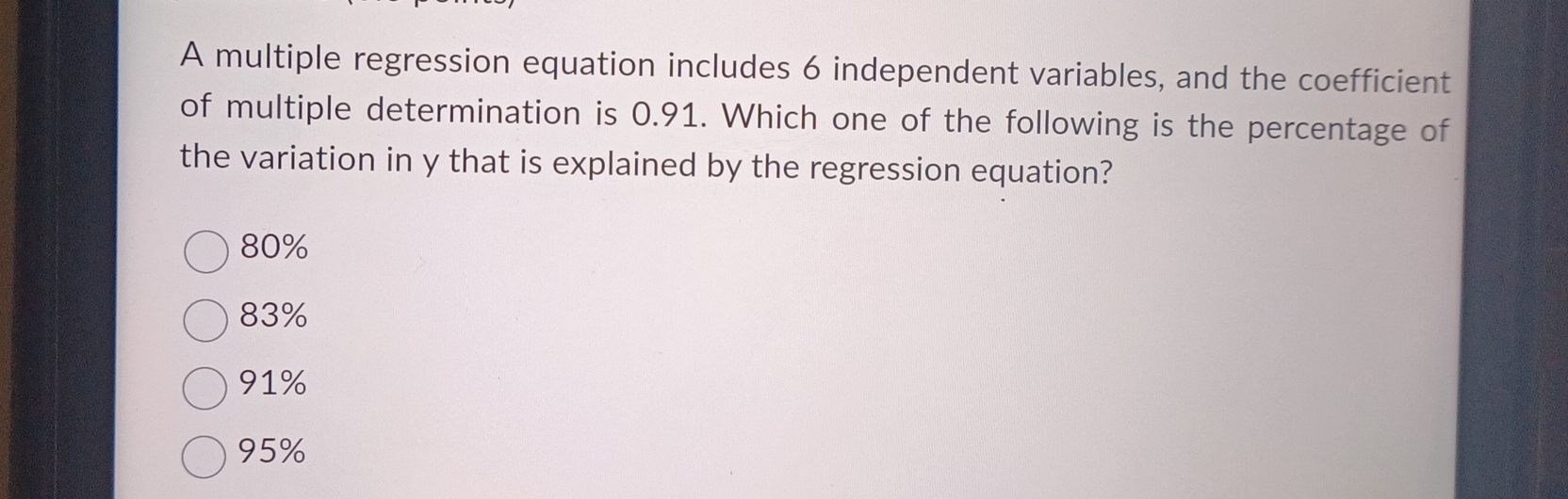 Solved A multiple regression equation includes 6 | Chegg.com