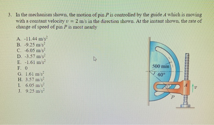 Solved 3. In the mechanism shown, the motion of pin Pis | Chegg.com