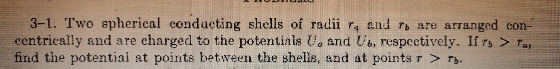Solved 3-1. Two spherical conducting shells of radii ra and | Chegg.com