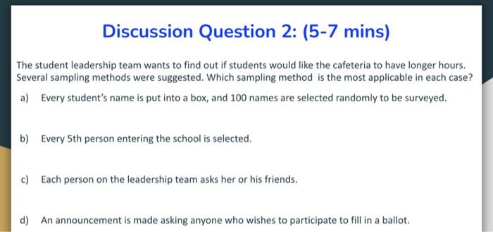 Solved Discussion Question 1: (5 mins) For the following | Chegg.com