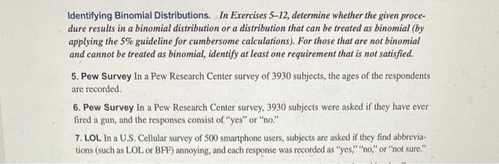 Solved Identifying Binomial Distributions. In Exercises | Chegg.com