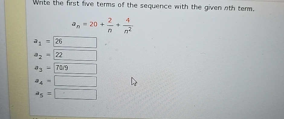 Solved Write the first five terms of the sequence with the | Chegg.com