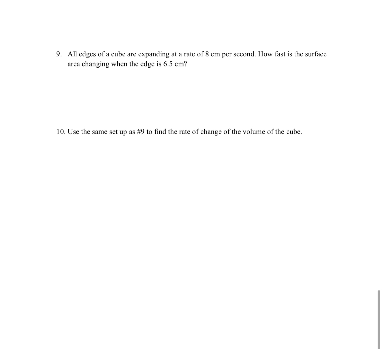 Solved All edges of a cube are expanding at a rate of 8 ﻿cm | Chegg.com