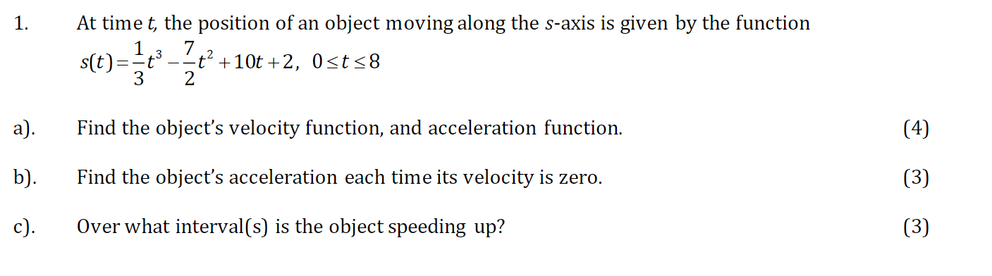 Solved At time t, ﻿the position of an object moving along | Chegg.com
