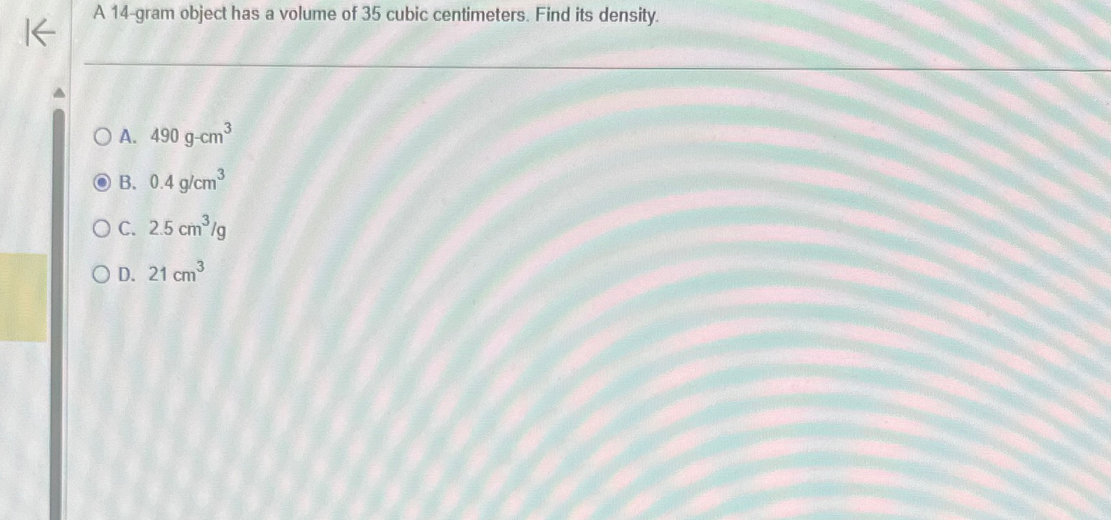 Solved A 14-gram object has a volume of 35 ﻿cubic | Chegg.com
