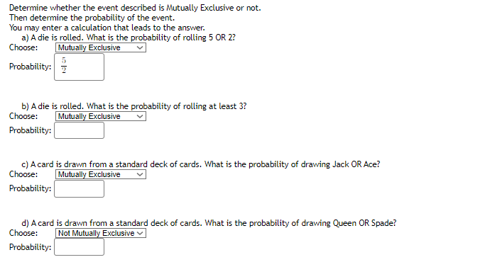 Solved Determine whether the event described is Mutually | Chegg.com