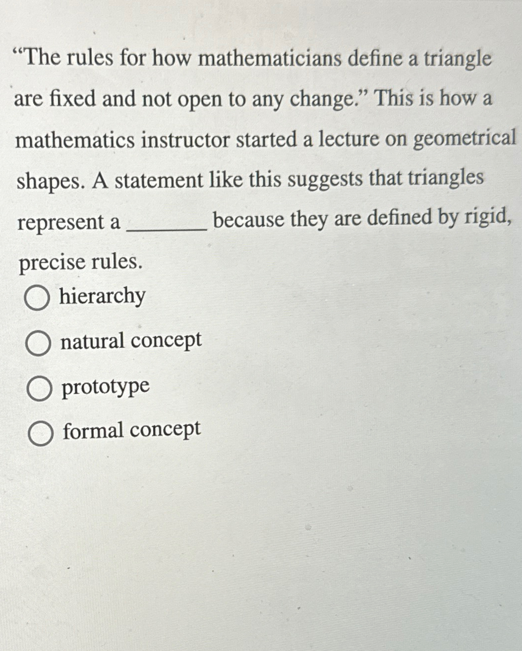 Solved "The rules for how mathematicians define a triangle | Chegg.com