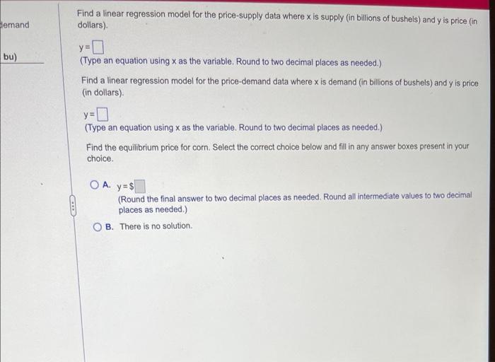 Solved The table contains price-supply data and price-demand | Chegg.com