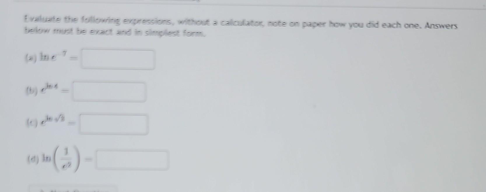 Solved Evaluate the following expressions, without a | Chegg.com