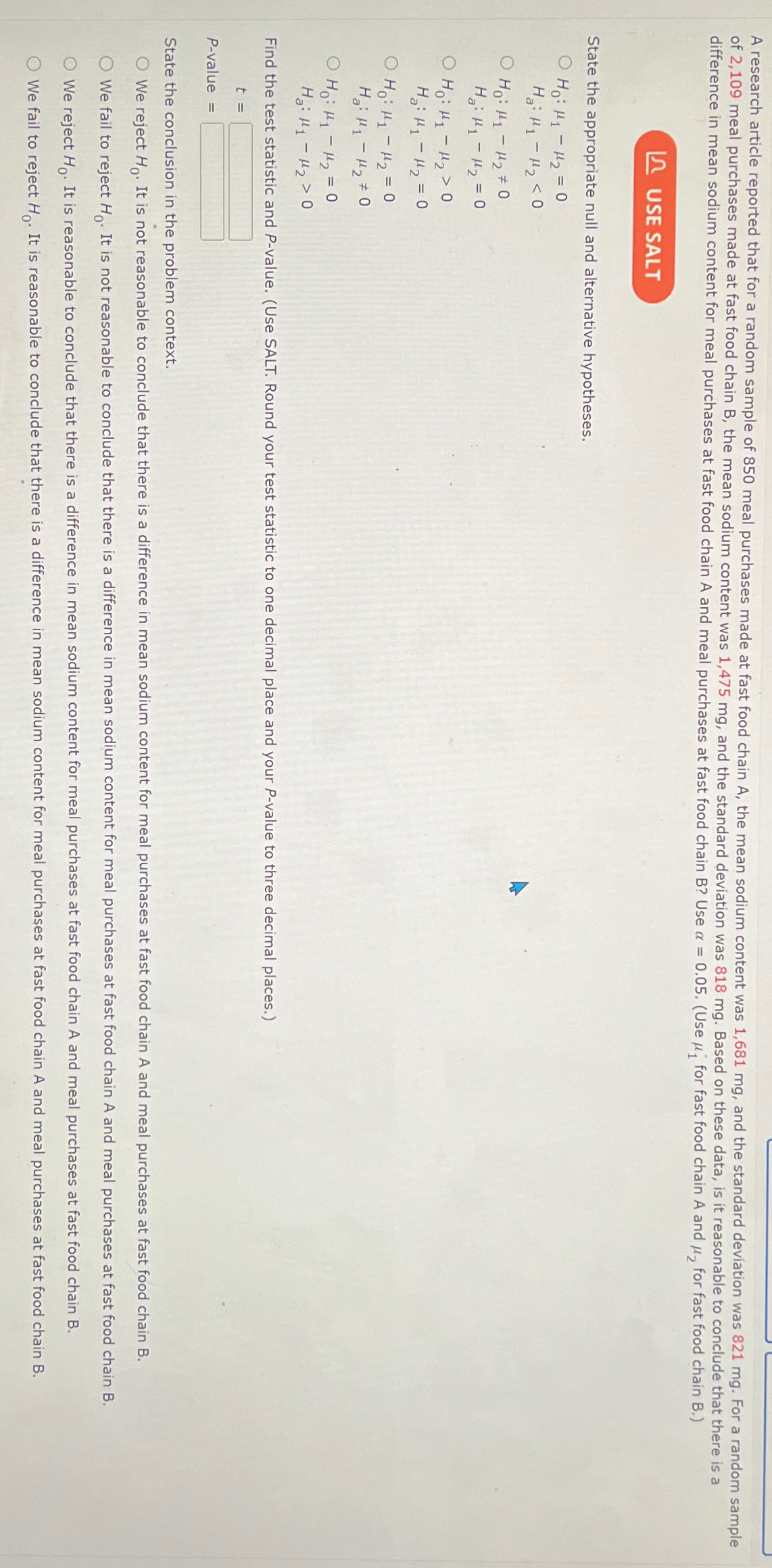 Solved State the appropriate null and alternative | Chegg.com