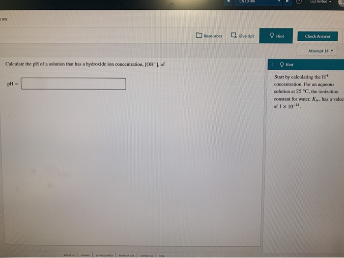 Solved Ch 10 HW U Luz Avitud HW Resources Give Up? Hint | Chegg.com Solved Ch 10 HW U Luz Avitud HW Resources Give Up? Hint | Chegg.com