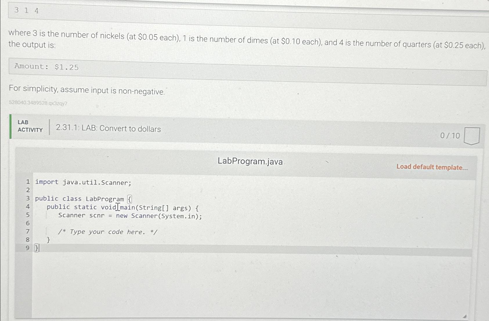 Solved 3,1,4where 3 ﻿is the number of nickels (at $0.05 | Chegg.com