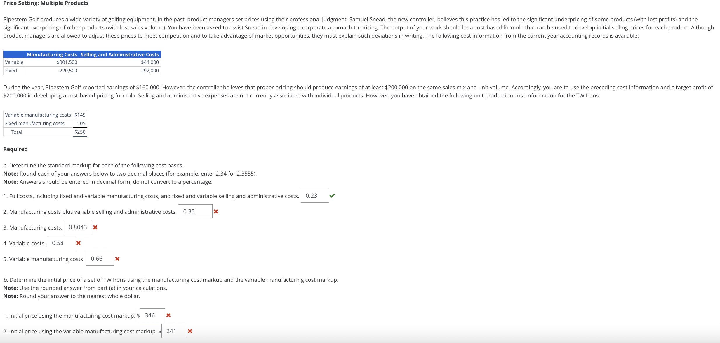 Solved Price Setting: Multiple Products Required a. | Chegg.com