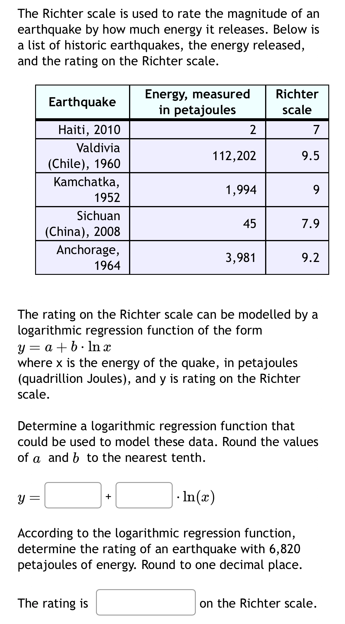 Solved The Richter scale is used to rate the magnitude of an | Chegg.com
