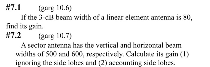 #7.1 (garg 10.6) If the 3-dB beam width of a linear | Chegg.com