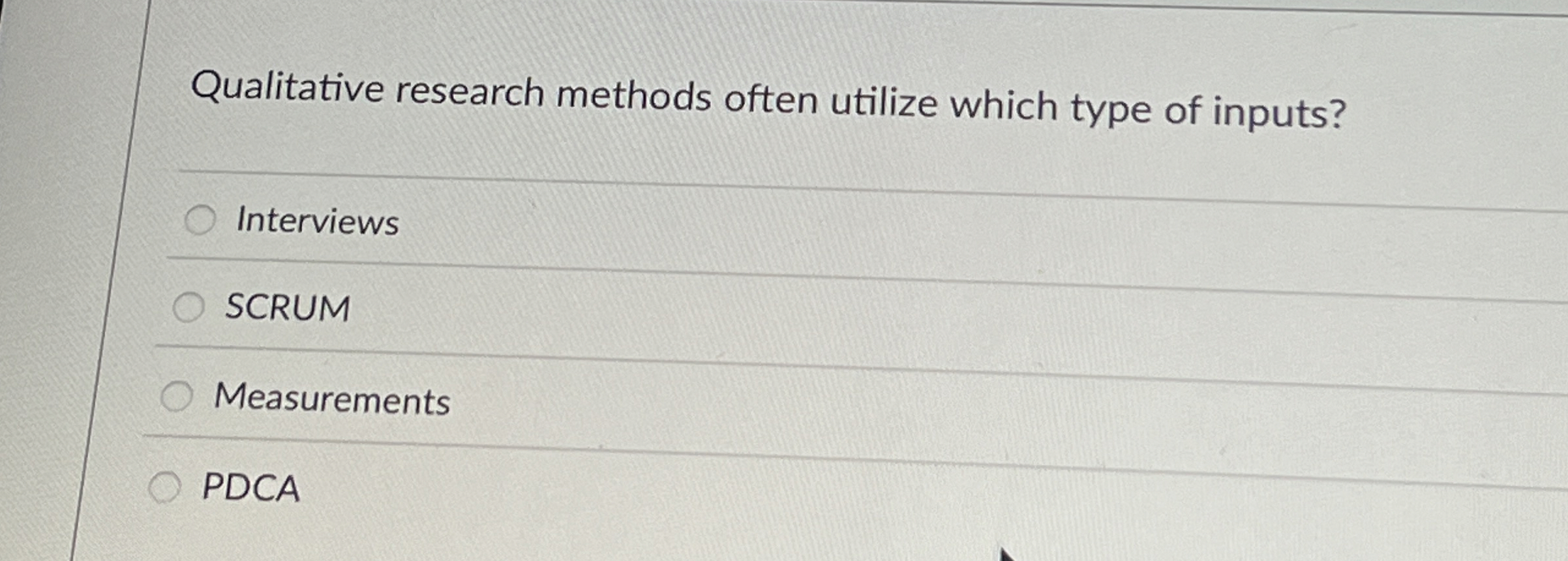 Solved Qualitative research methods often utilize which type | Chegg.com
