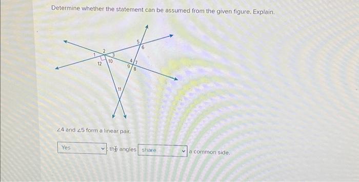 Solved Determine whether the statement can be assumed from | Chegg.com