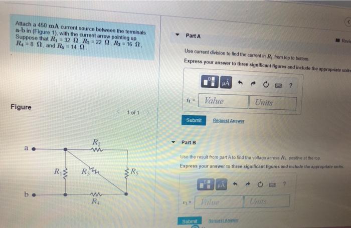 Solved Attach a 450 mA current source between the terminals | Chegg.com