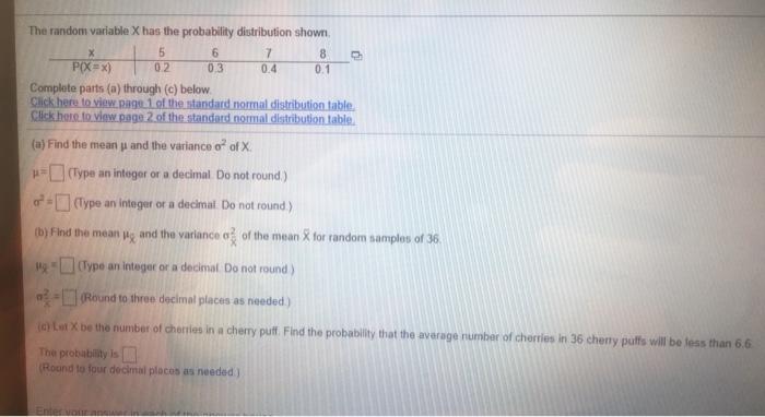 Solved The random variable X has the probability | Chegg.com