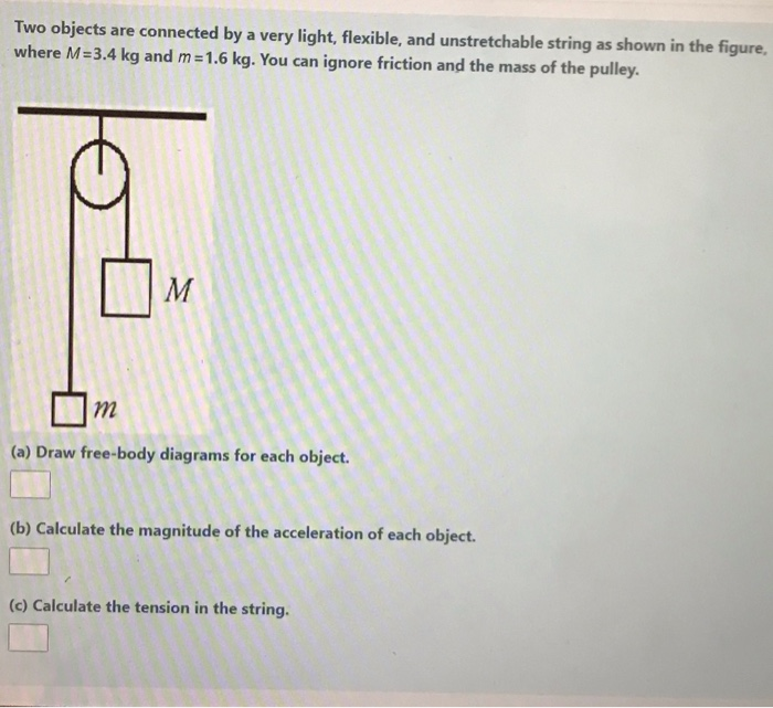 Solved Two Objects Are Connected By A Very Light Flexible