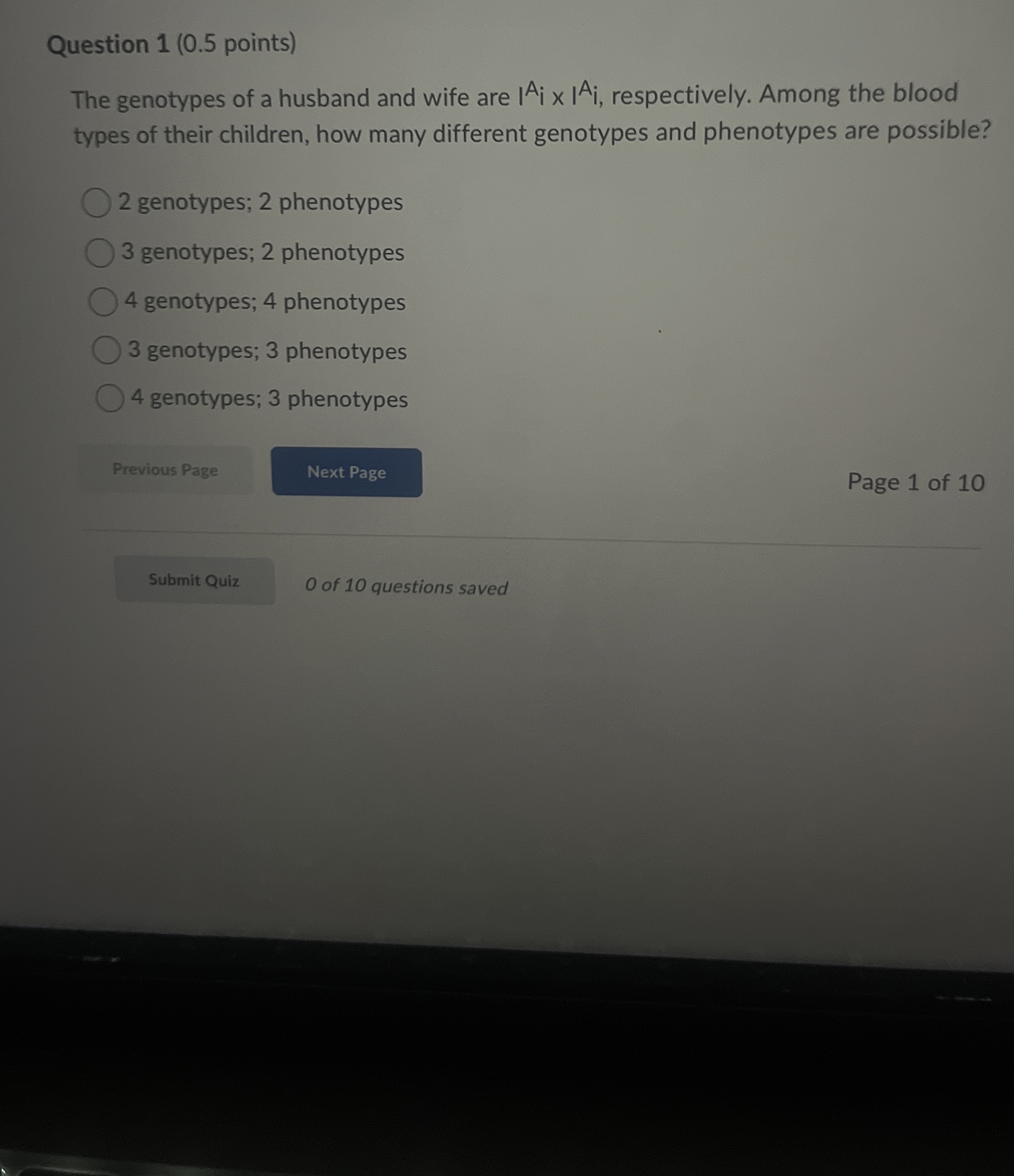 Solved Question 1 (0.5 ﻿points)The genotypes of a husband | Chegg.com