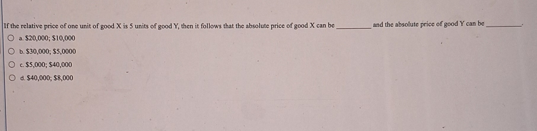 Solved If the relative price of one unit of good X is 5 | Chegg.com
