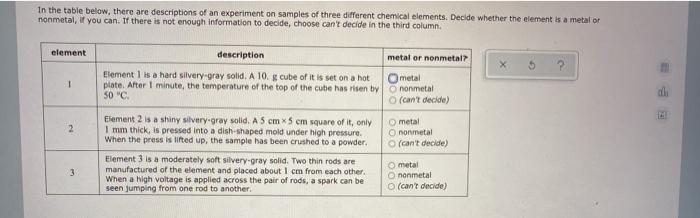 Solved In the table below, there are descriptions of an | Chegg.com