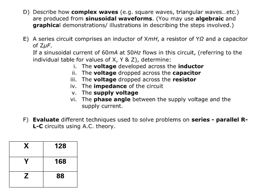 Solved D) ﻿Describe how complex waves (e.g. ﻿square waves, | Chegg.com