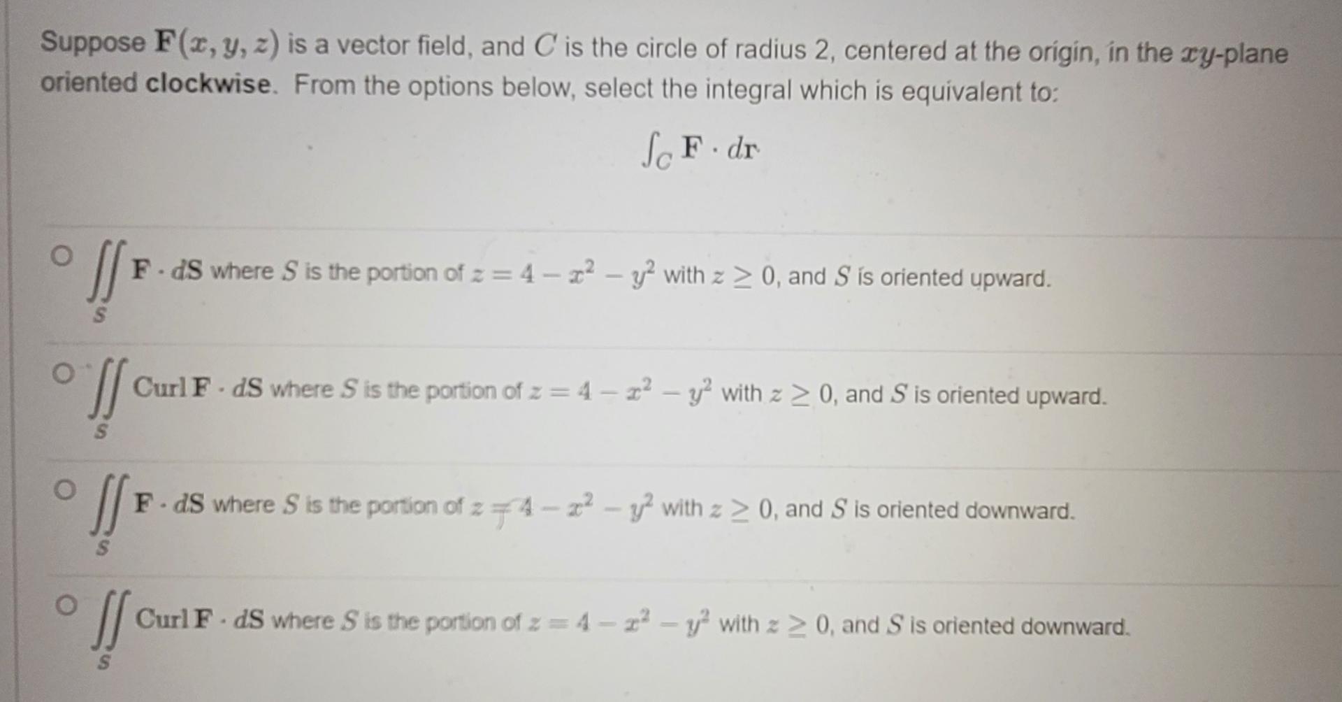 Solved Suppose \\( \\mathbf{F}(x, y, z) \\) is a vector | Chegg.com