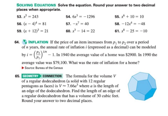 Solved SOLVING EQUATIONS Solve the equation. Round your | Chegg.com