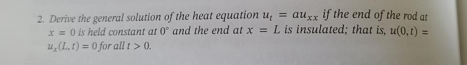 Solved 2. Derive the general solution of the heat equation | Chegg.com