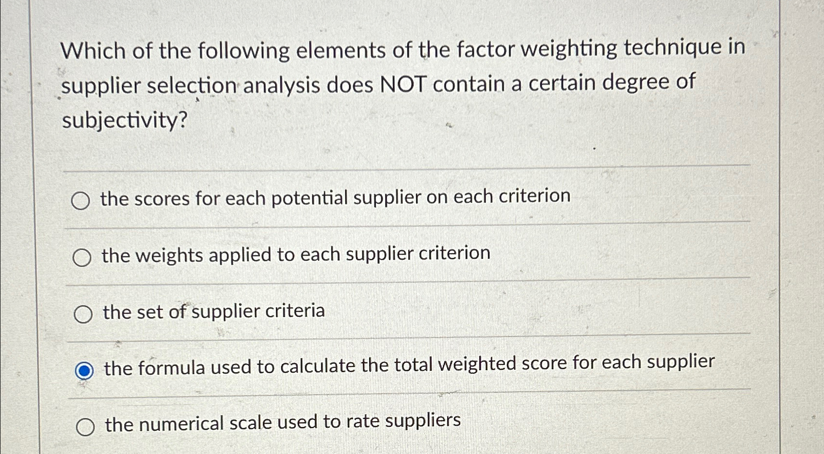 Solved Which of the following elements of the factor | Chegg.com
