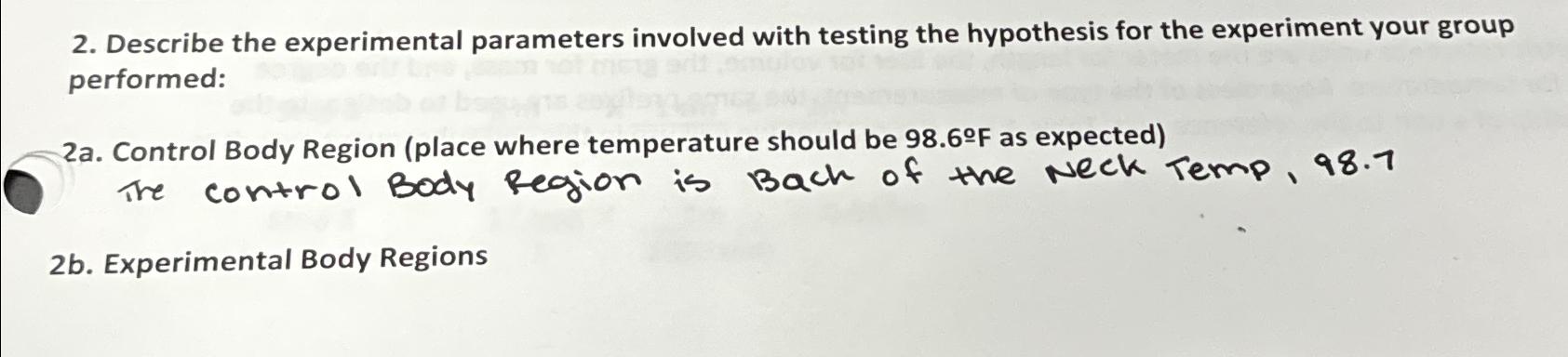 Solved Describe the experimental parameters involved with | Chegg.com