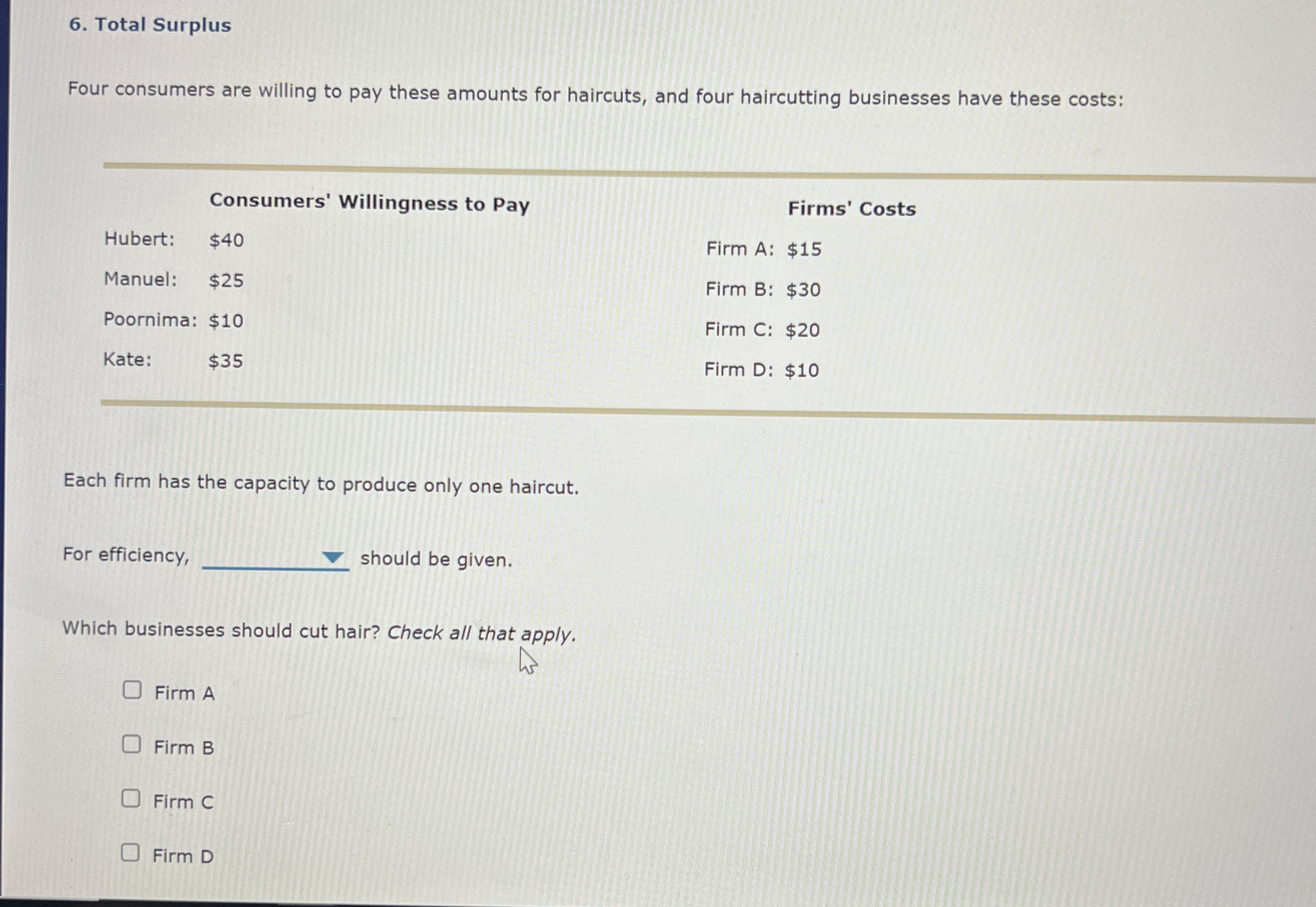 Solved Total SurplusFour consumers are willing to pay these | Chegg.com