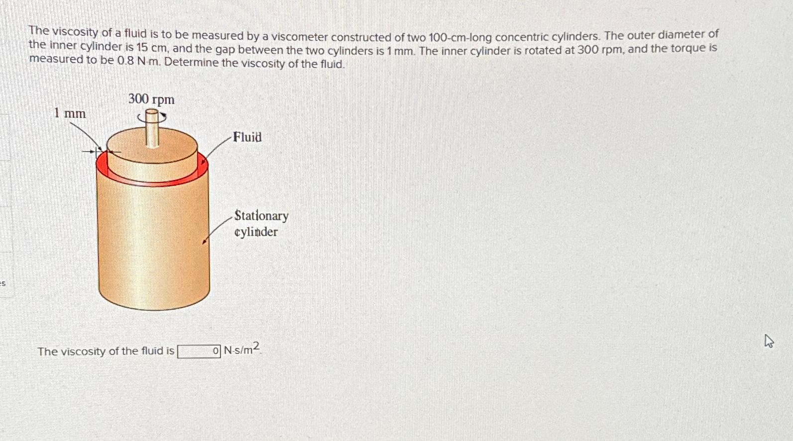 Solved The viscosity of a fluid is to be measured by a | Chegg.com