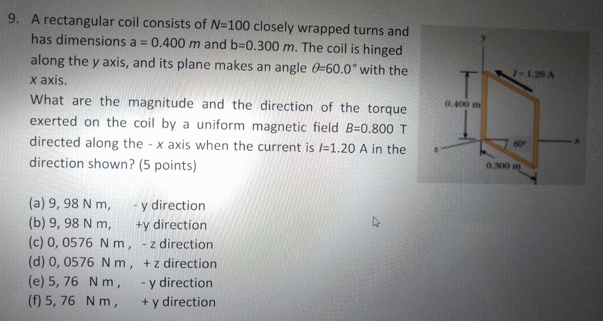 Solved 9. A rectangular coil consists of N=100 closely | Chegg.com