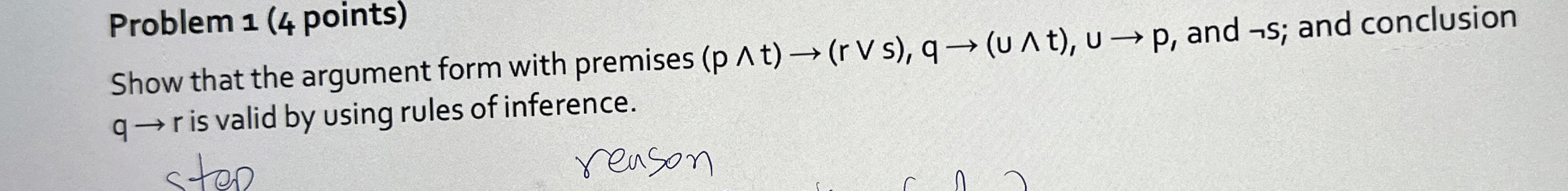 Solved Problem 1 (4 ﻿points)Show that the argument form with | Chegg.com