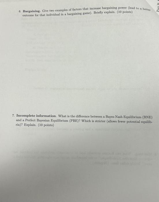 Solved 6. Bargaining. Give two examples of factors that | Chegg.com