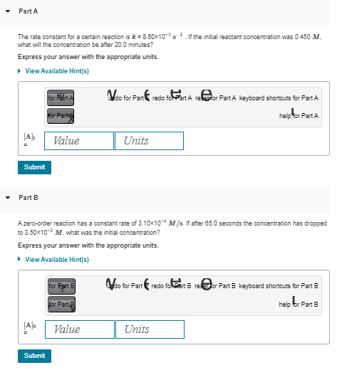 Solved Part AThe rate constant for a certain reaction is | Chegg.com